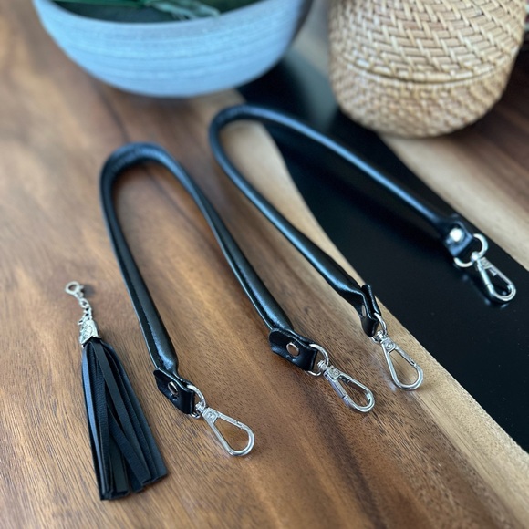 Other | Set Of Black Leather Handbag Handles With Tassel | Poshmark